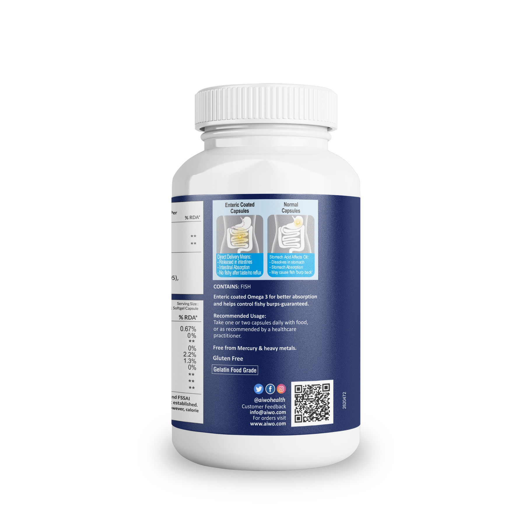 Aiwo Ultimate Omega 3 Double Strength 360mg EPA & 240mg DHA 1000mg ...
